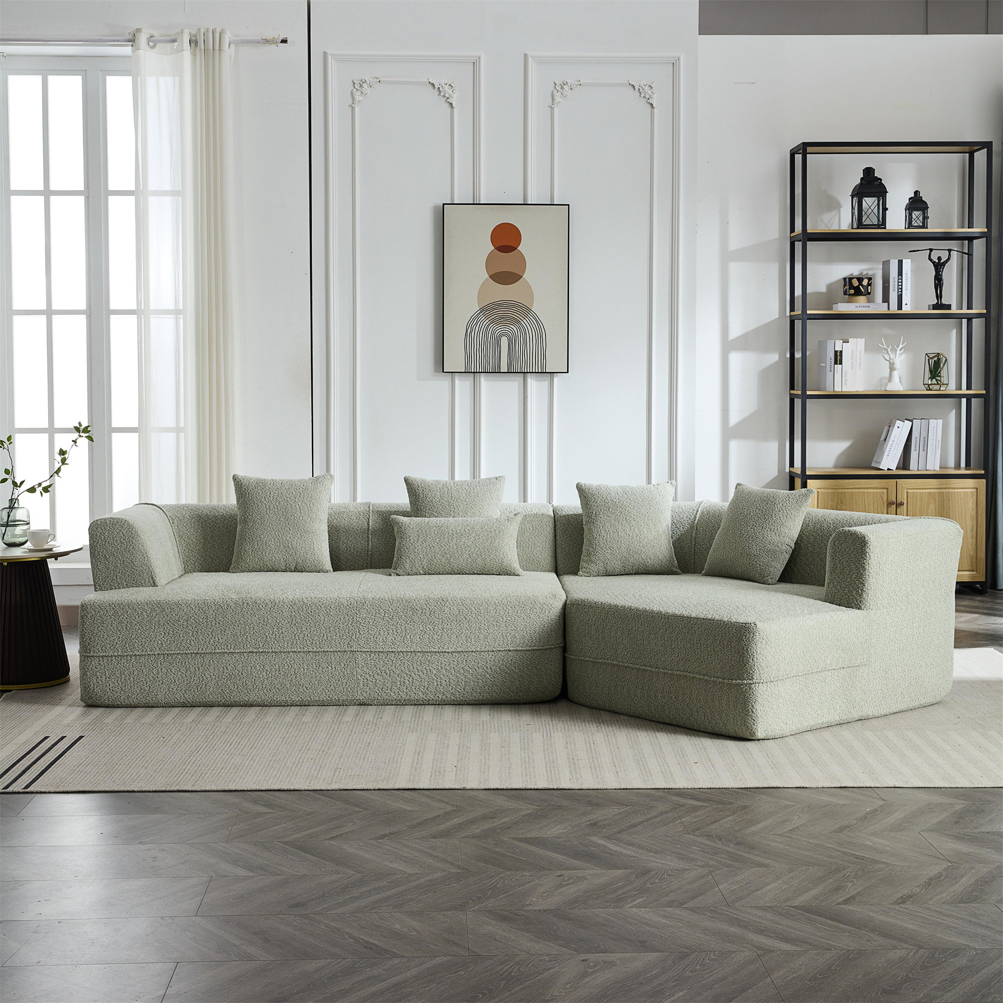 Ivy Bronx Minimalist Style Modular Sofa Couch ,Anti-Wrinkle Fabric,Corner Low Back Deep Seat ...