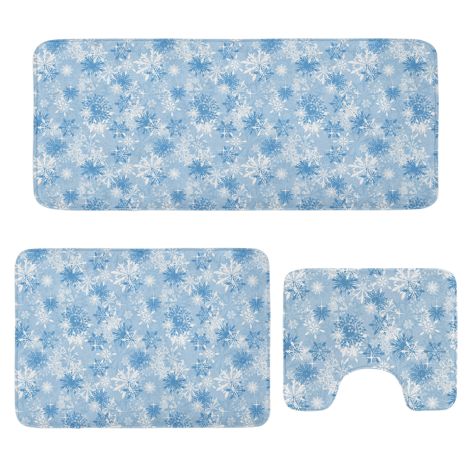 Red Barrel Studio® Snowflake Bathroom Rug Set 3 Pieces U-Shape ...