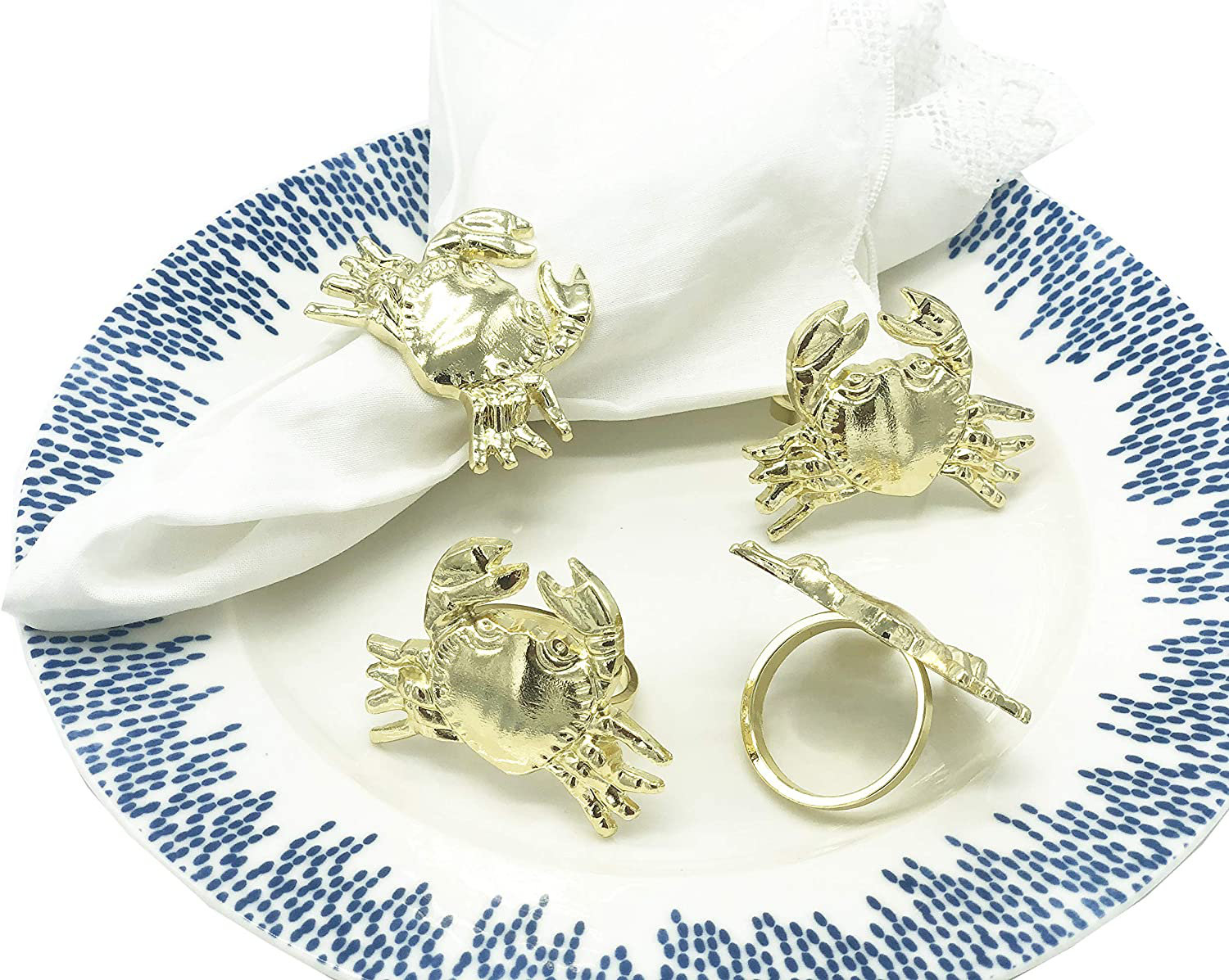 Dovecove Gold Coastal Crab Metal Napkin Rings, Set Of 4 - Wayfair Canada