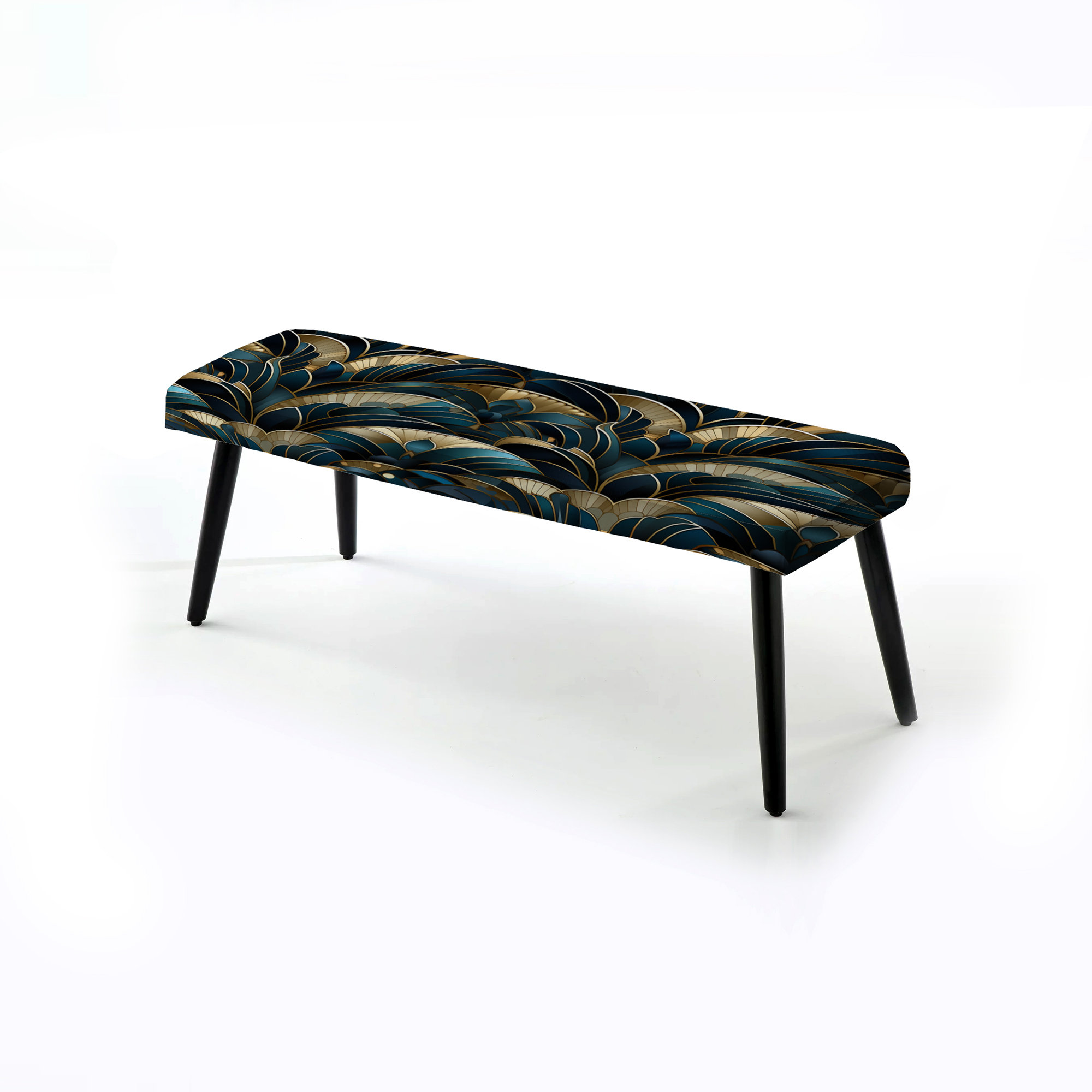Design Art Emerald And Gold Art Deco Pattern - Marble Upholstered Black ...