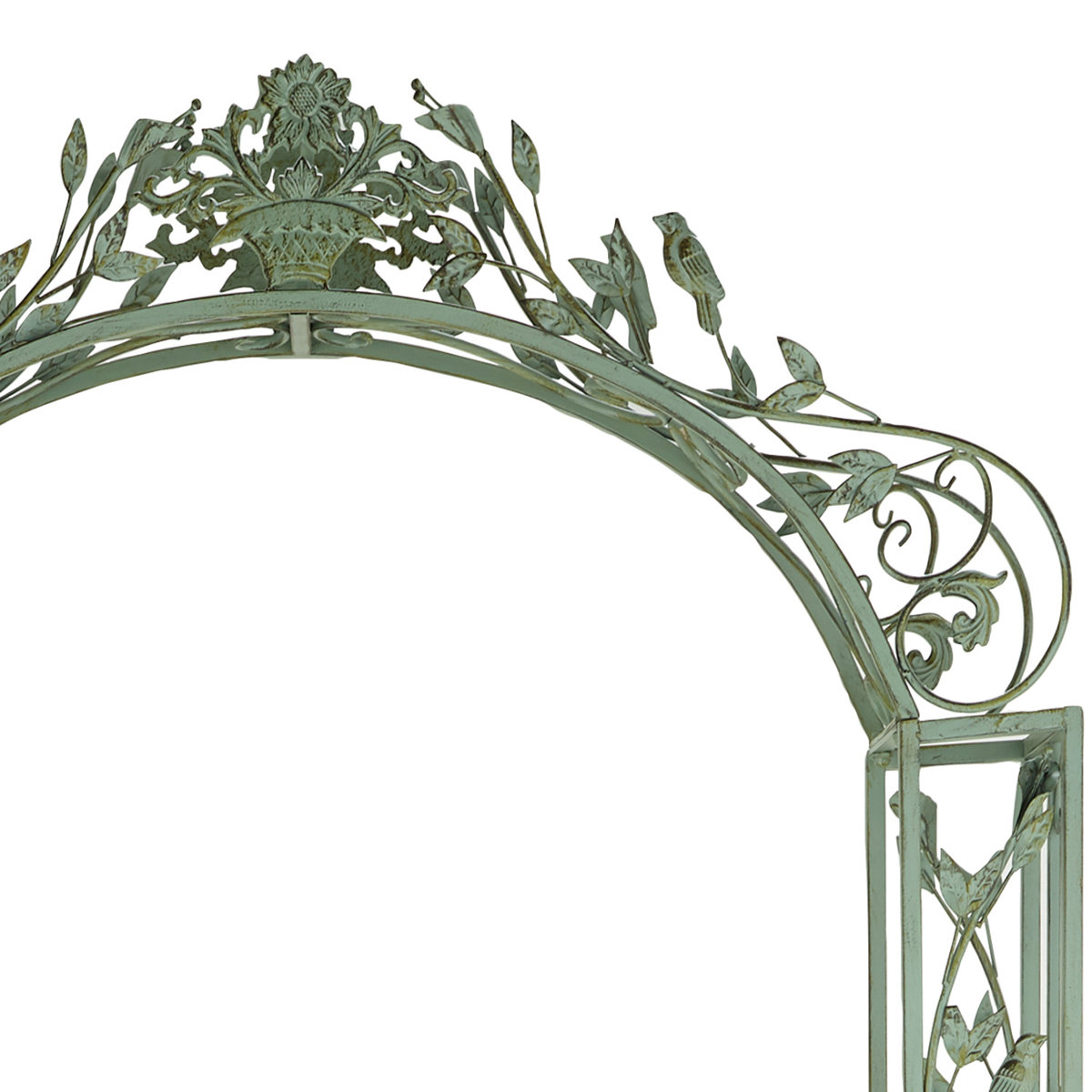 Astoria Grand Dacian Metal Indoor Outdoor Scrollwork Arched Bird Garden ...