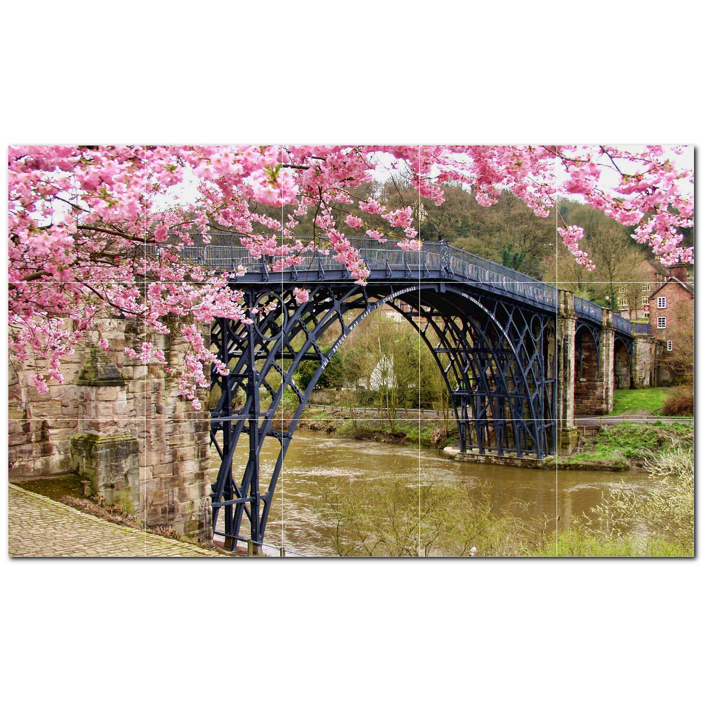 Picture-Tiles.com 40" x 24" Ceramic Bridge Photo Decorative Mural Tile ...