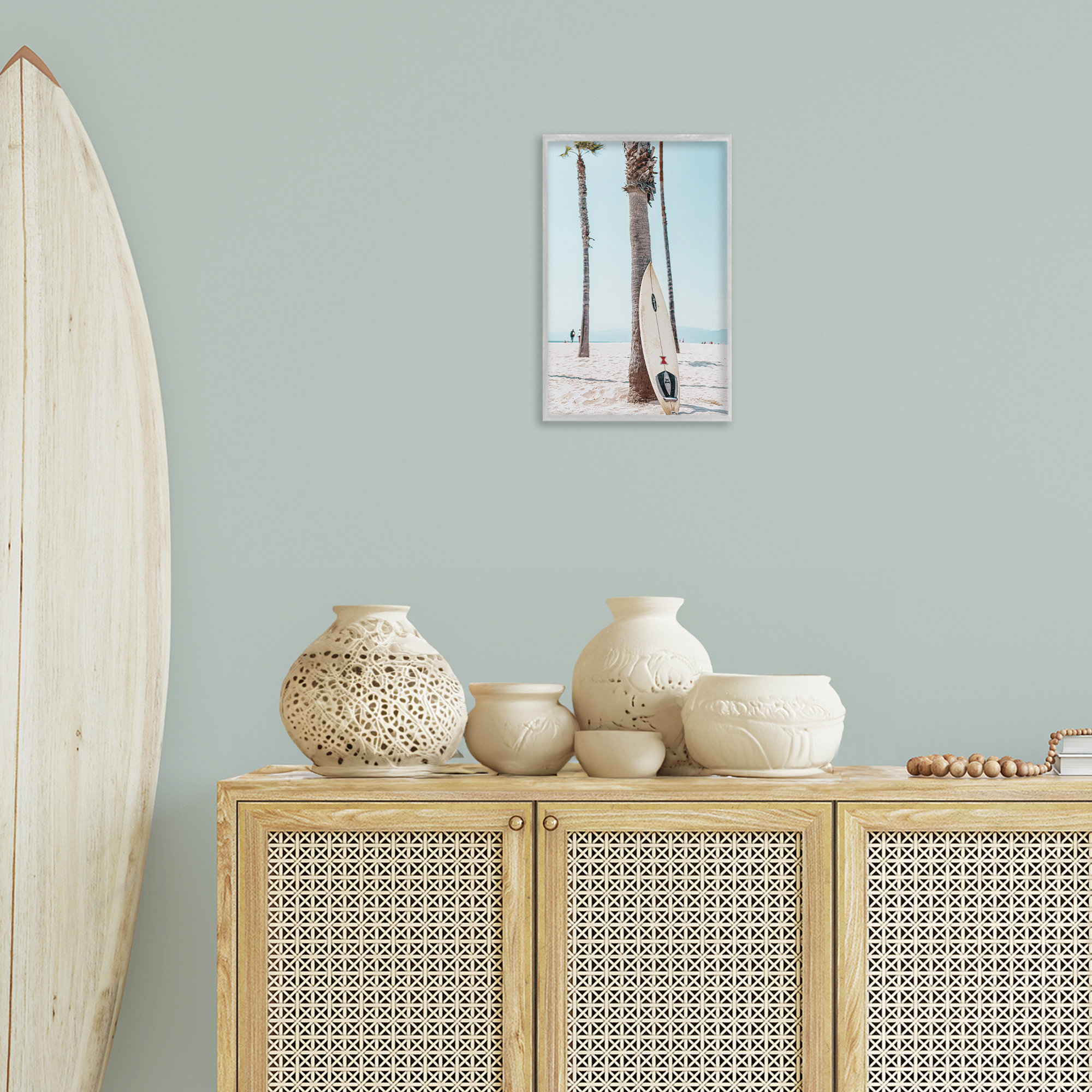 Highland Dunes California Summer Surfboard Giclee Art by Nataly White ...