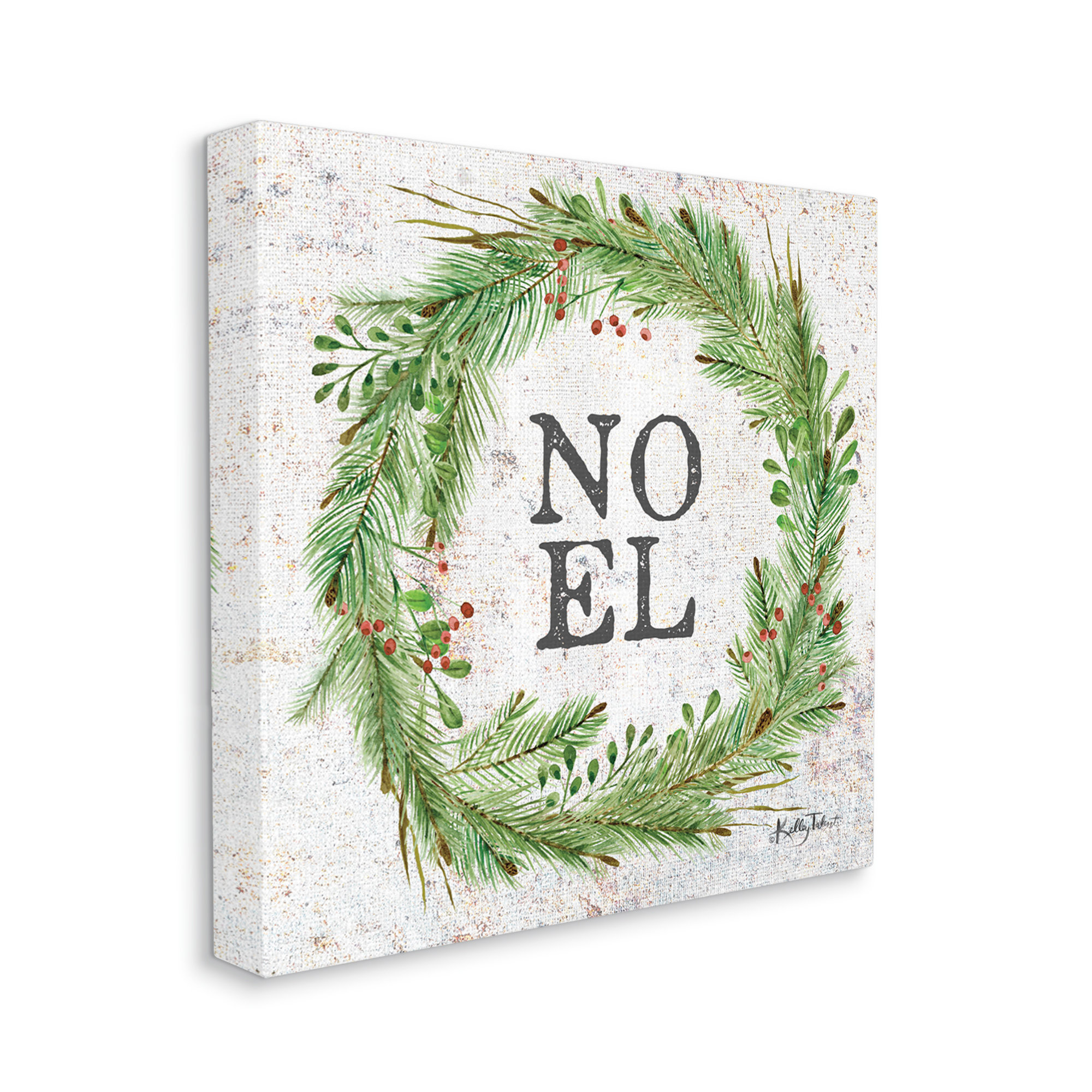 The Holiday Aisle® Noel Seasonal Wreath Canvas Wall Art Design By ...