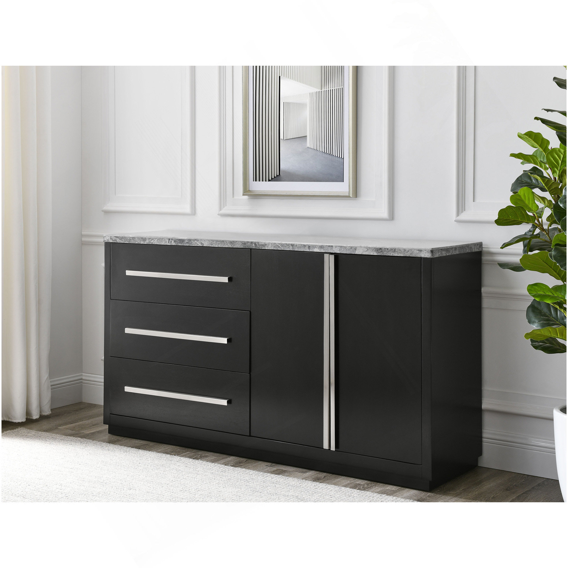Latitude Run® Camila - Gray Marble Top Server - Dark Gray | Wayfair