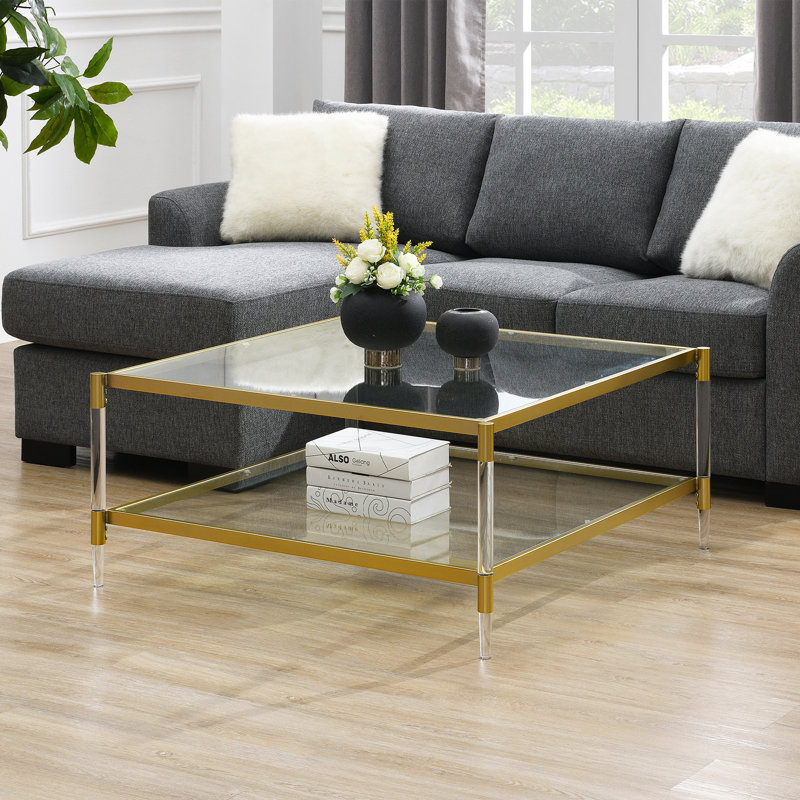 Mercer41 Carlene 2 Tier Acrylic Glass Square Coffee Table & Reviews ...