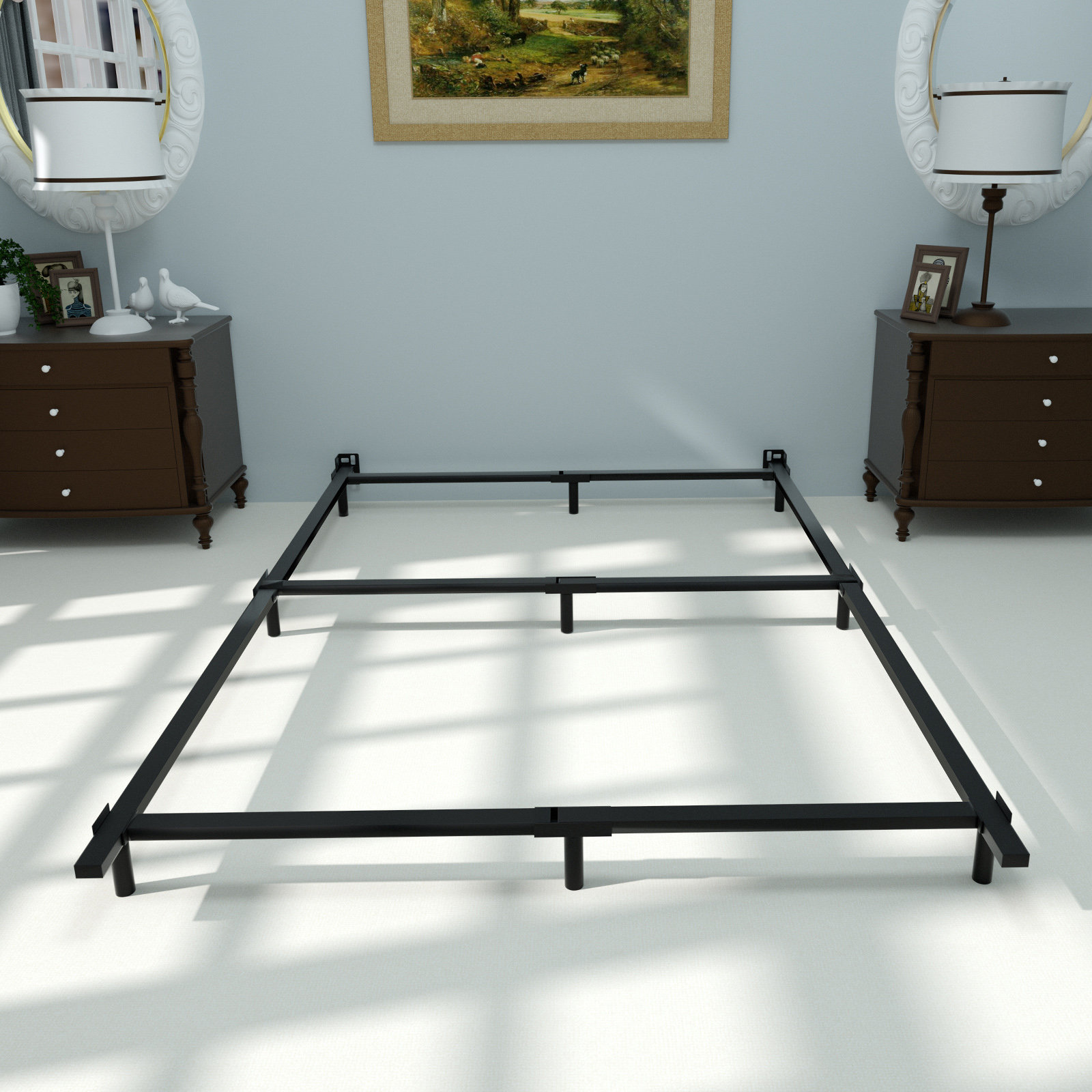 Alwyn Home Hinkley 7'' Steel Bed Frame Heavy-Duty Noiseless Tool-Free ...