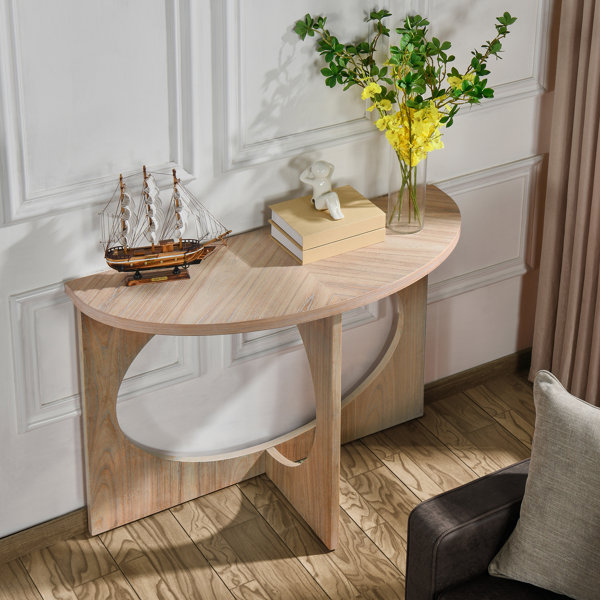 Corrigan Studio® Lakshman Half-Moon Semi-Circle Console Sofa Table with ...