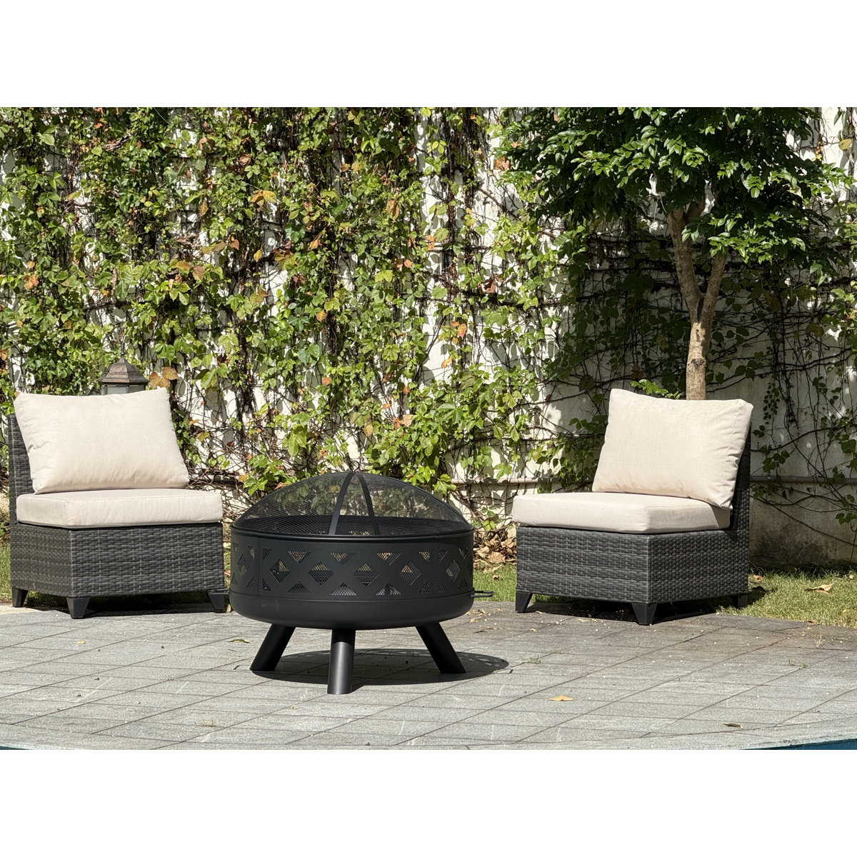 Latitude Run® 31.5In 3-In-1 Triple Function Design Outdoor Wood Burning ...