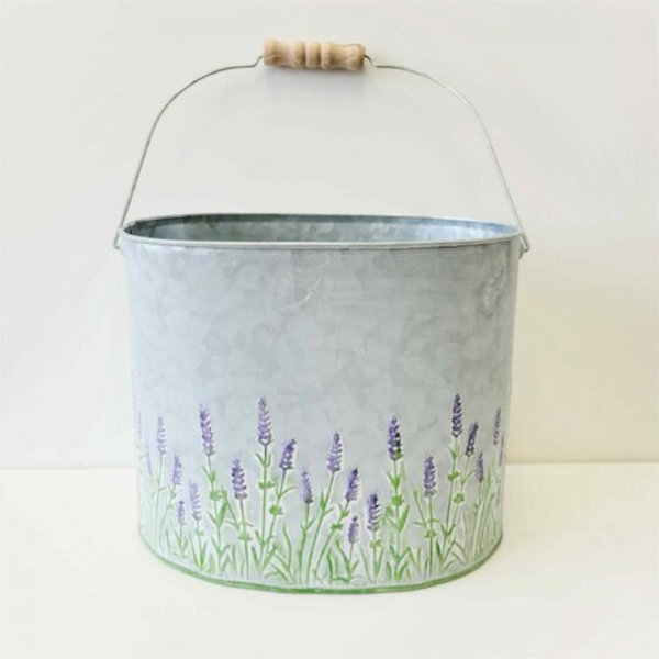 Ophelia & Co. Lavender Flowers Patterned Metal Bucket | Wayfair