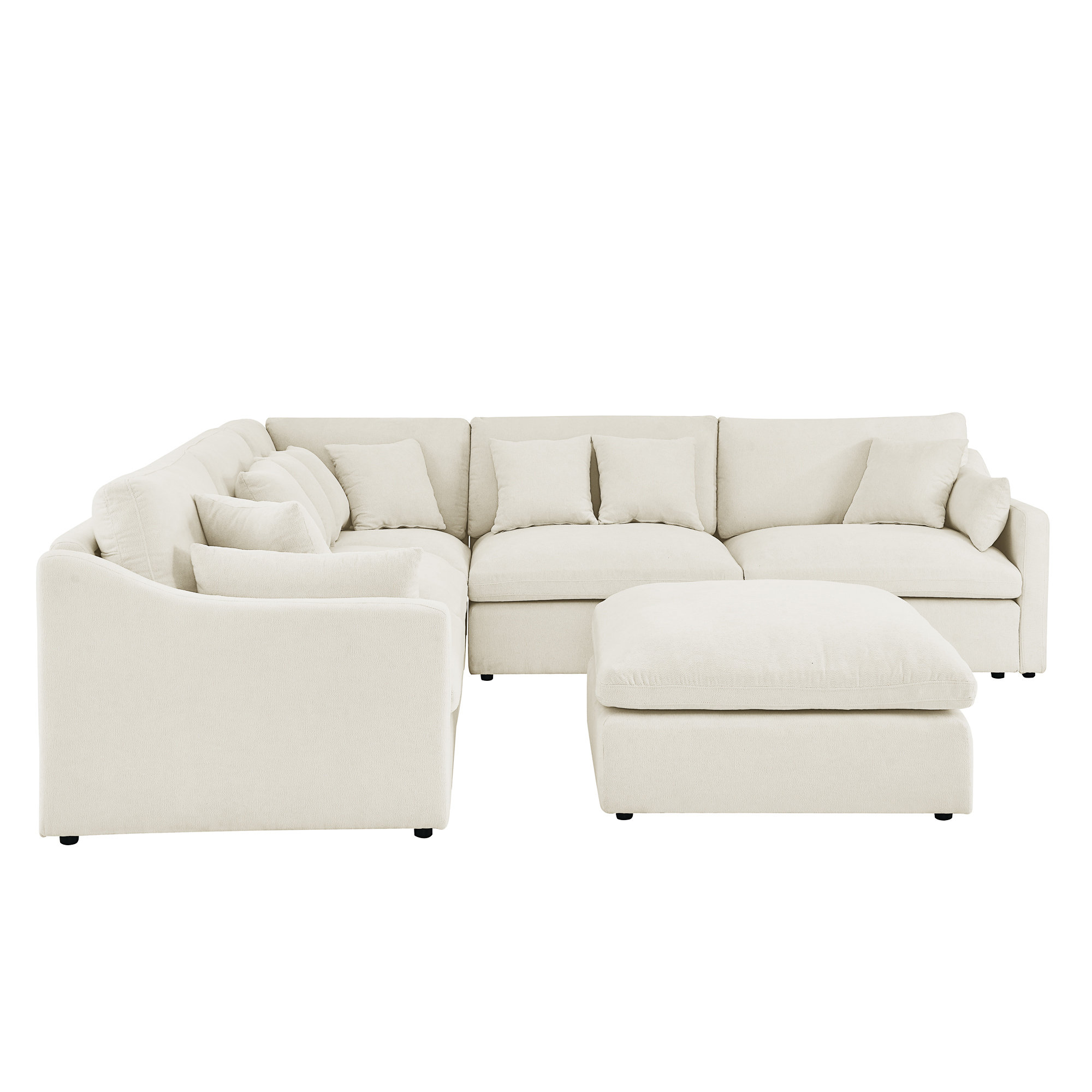Hokku Designs 6-Seats Modular L-Shaped Sectional Sofa With Ottoman ...