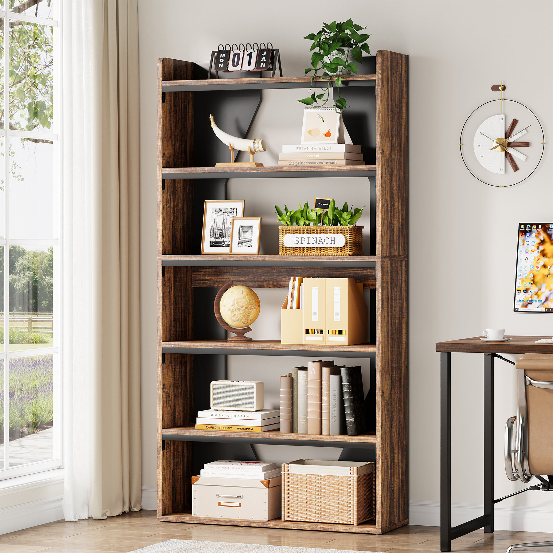 Millwood Pines 70.9 Inch Bookcase, Display Bookshelves for Home Office ...