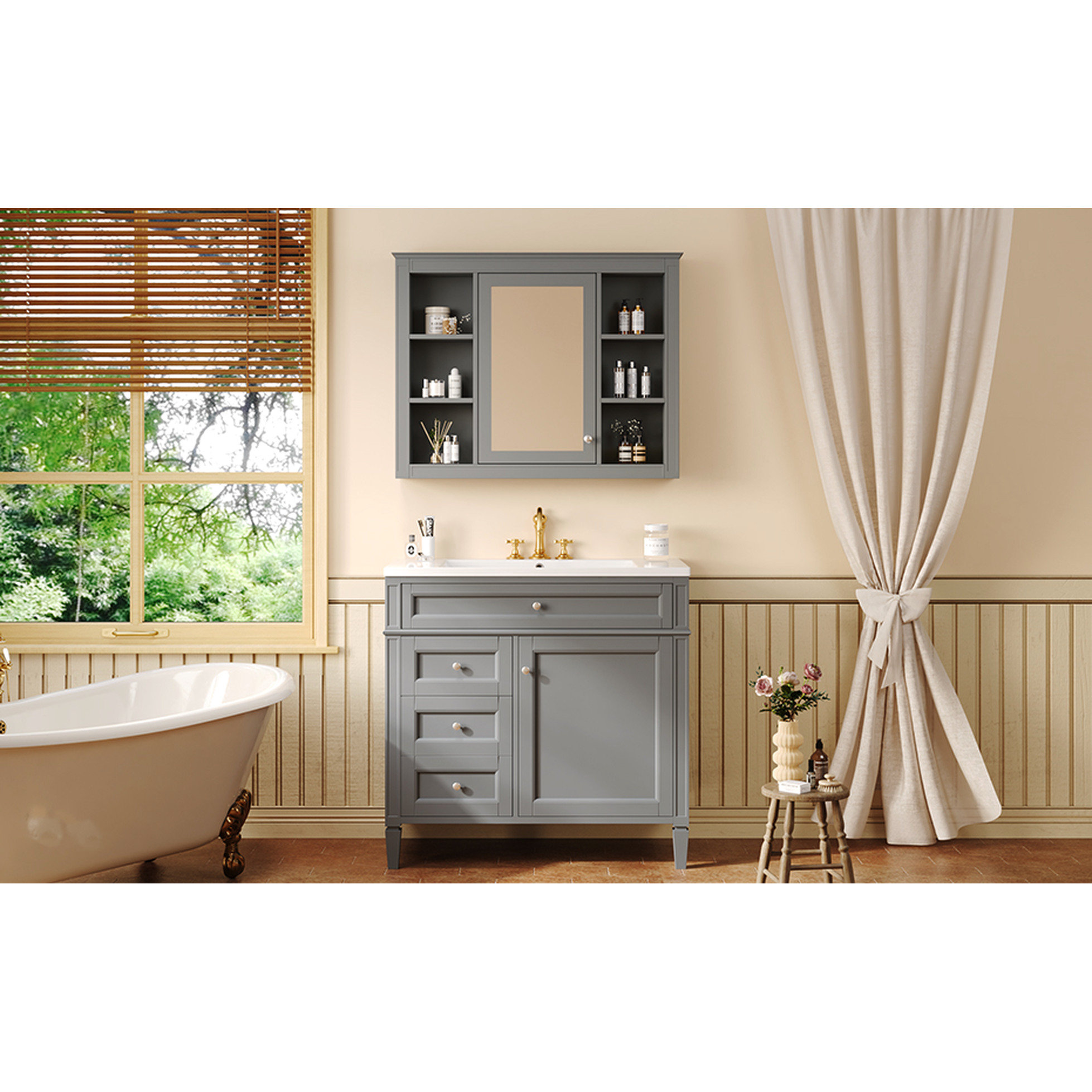 Latitude Run® 36'' Bathroom Vanity With Drop - In Sink, Adjustable ...