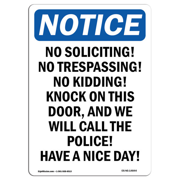 SignMission No Soliciting! No Trespassing! Sign | Wayfair