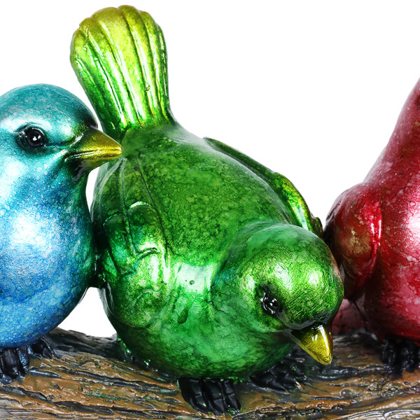 Exhart Hand Painted Tie Dye Birds on Welcome Log Garden Statue, 13 by 6 ...