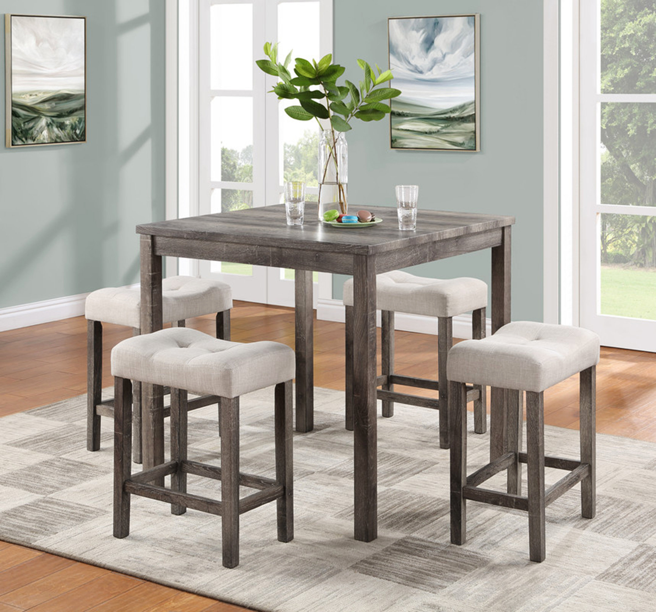 Lark Manor™ 5 Piece Counter Height Pub Table Set With Tufted Linen ...