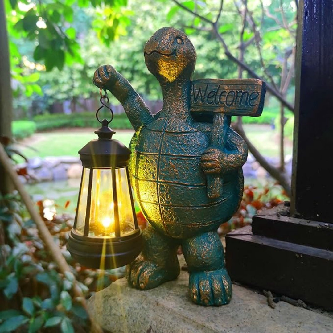 Trinx Garden Statues Turtle With Solar Lantern Outdoor Decor-Turtle ...