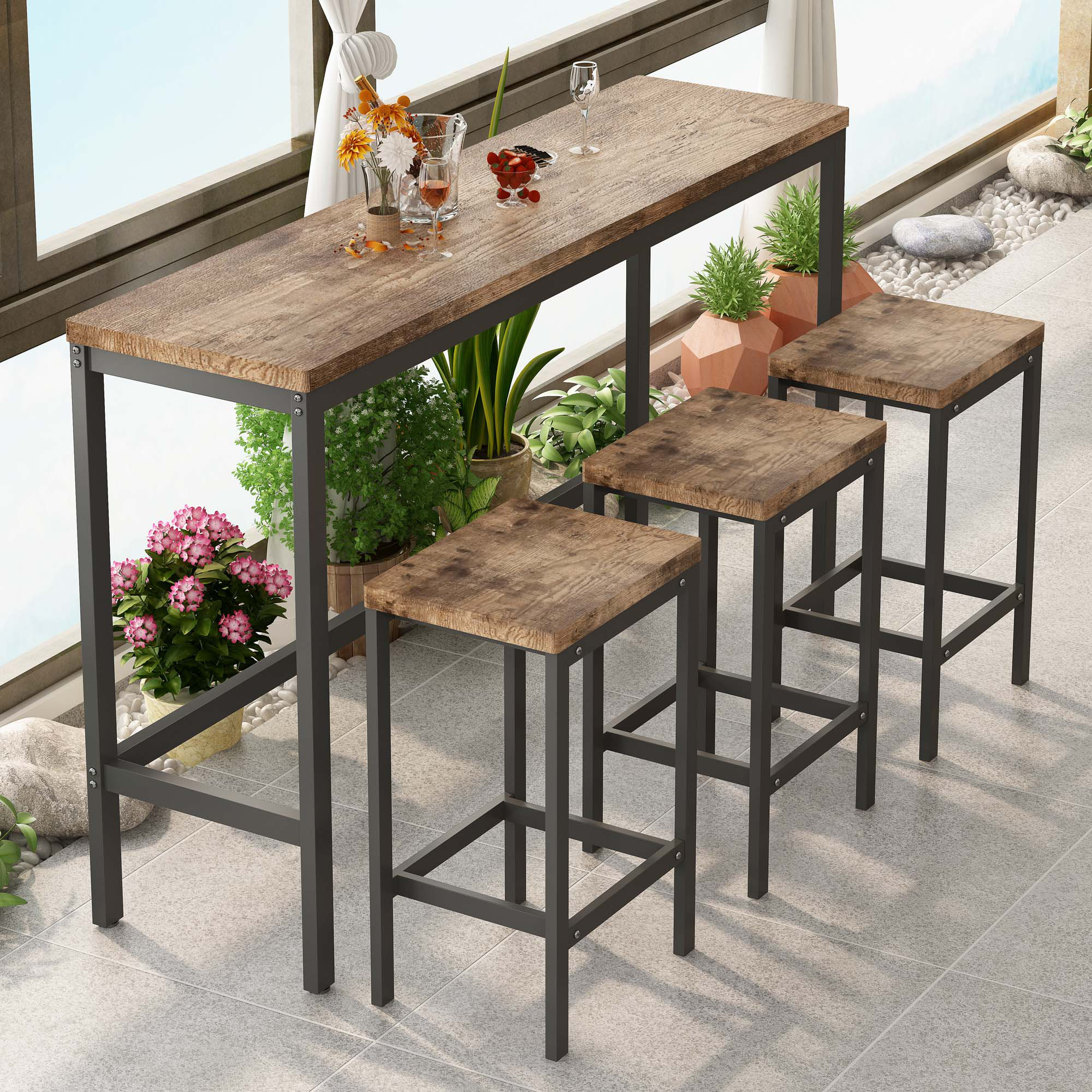 17 Stories Keiera Modern Design Kitchen Dining Table, Pub Table, Long ...