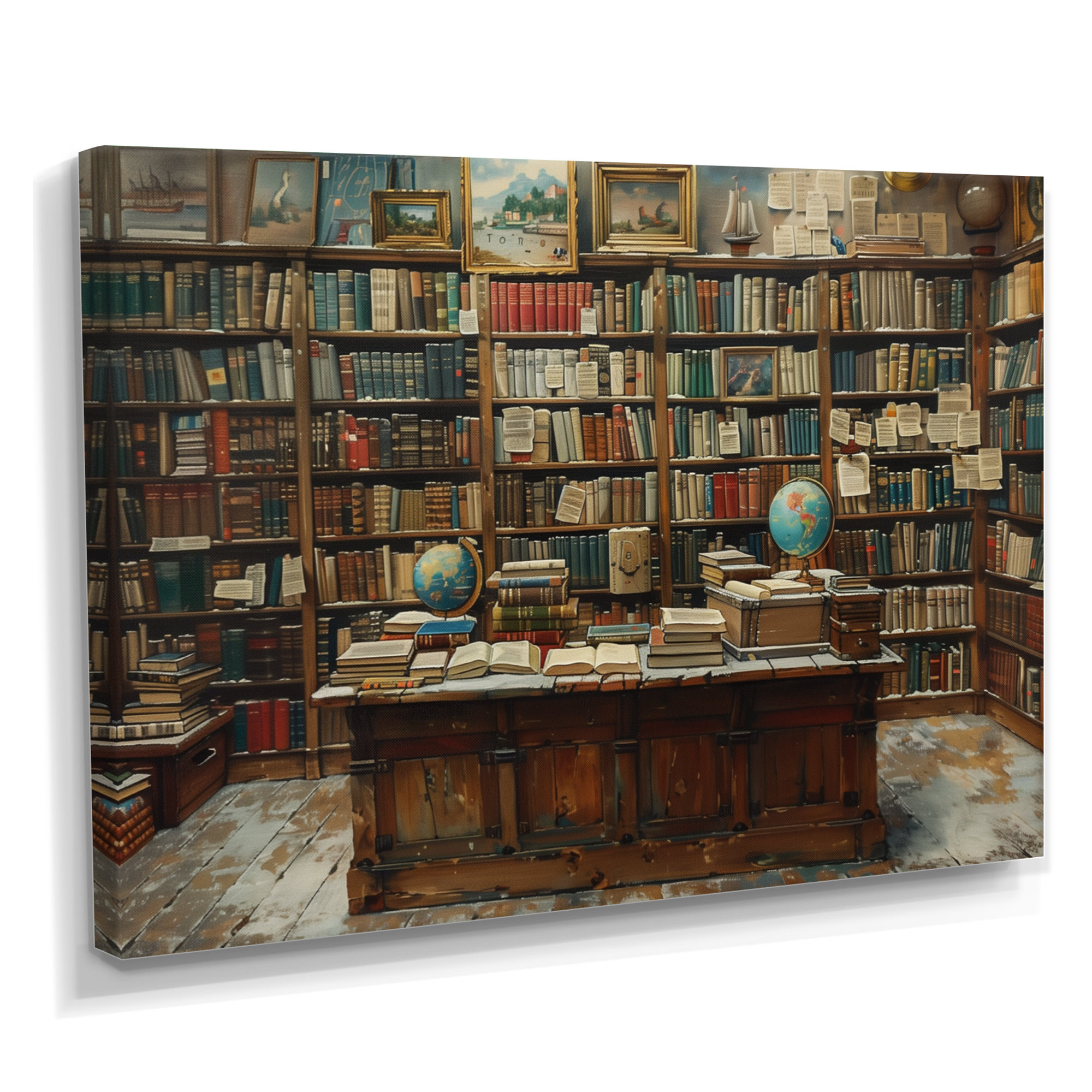 Winston Porter Brown Beige Vintage Library Books Wonder - Libraries ...