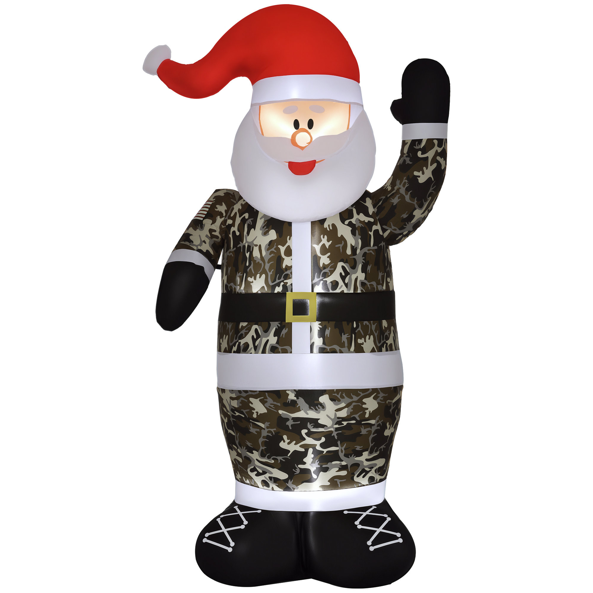 Ivy Bronx 8ft Christmas Inflatable Santa Claus (camouflage) - Outdoor ...