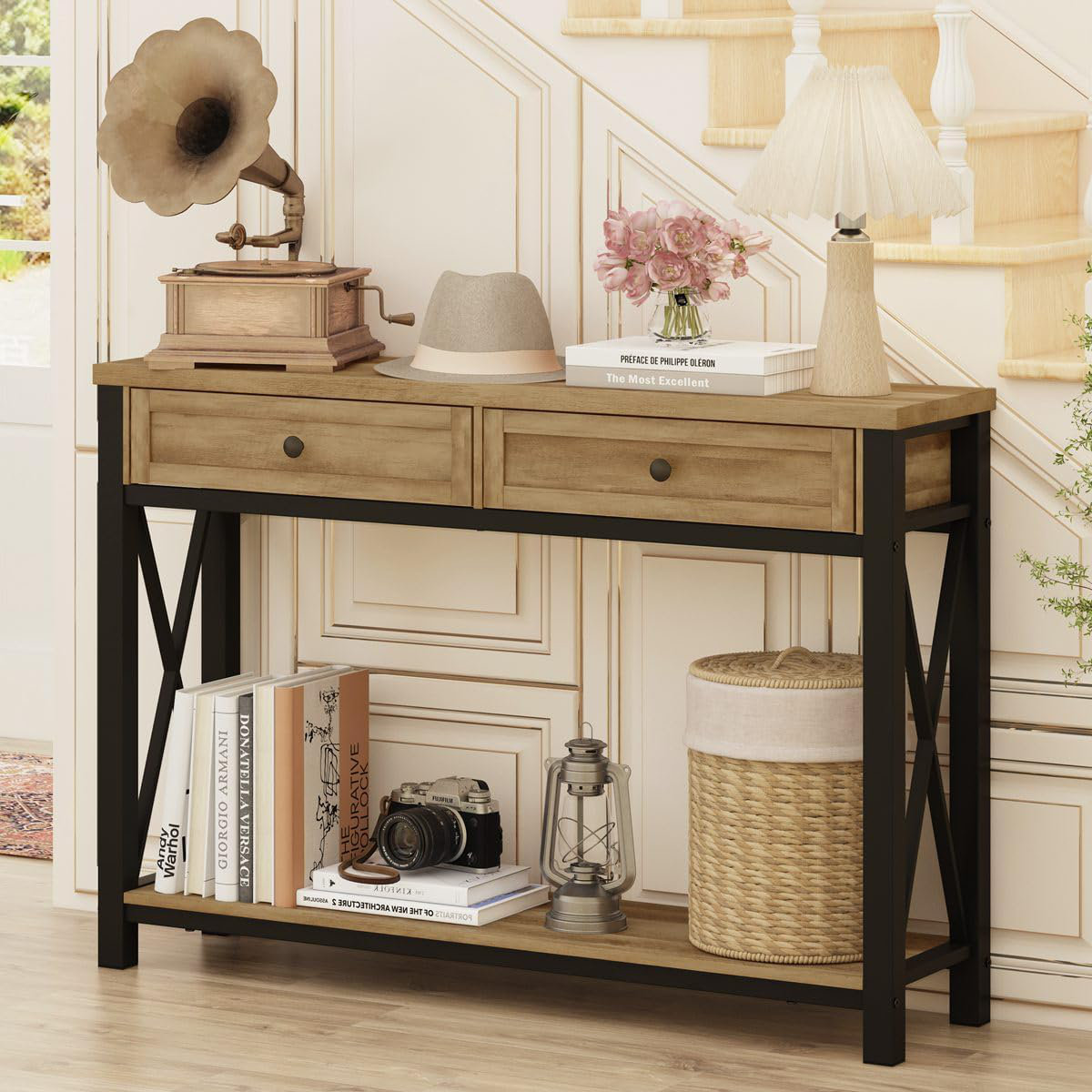 AGROTECH AVS Sofa Table with Storage, Couch Tables Behind Sofa for Living Room, Foyer Tables for ...