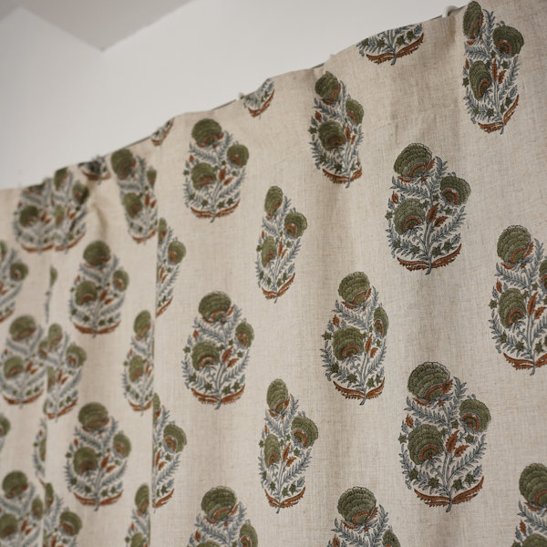Red Barrel Studio® Artistic Block Print Linen Curtain Nature-Inspired ...