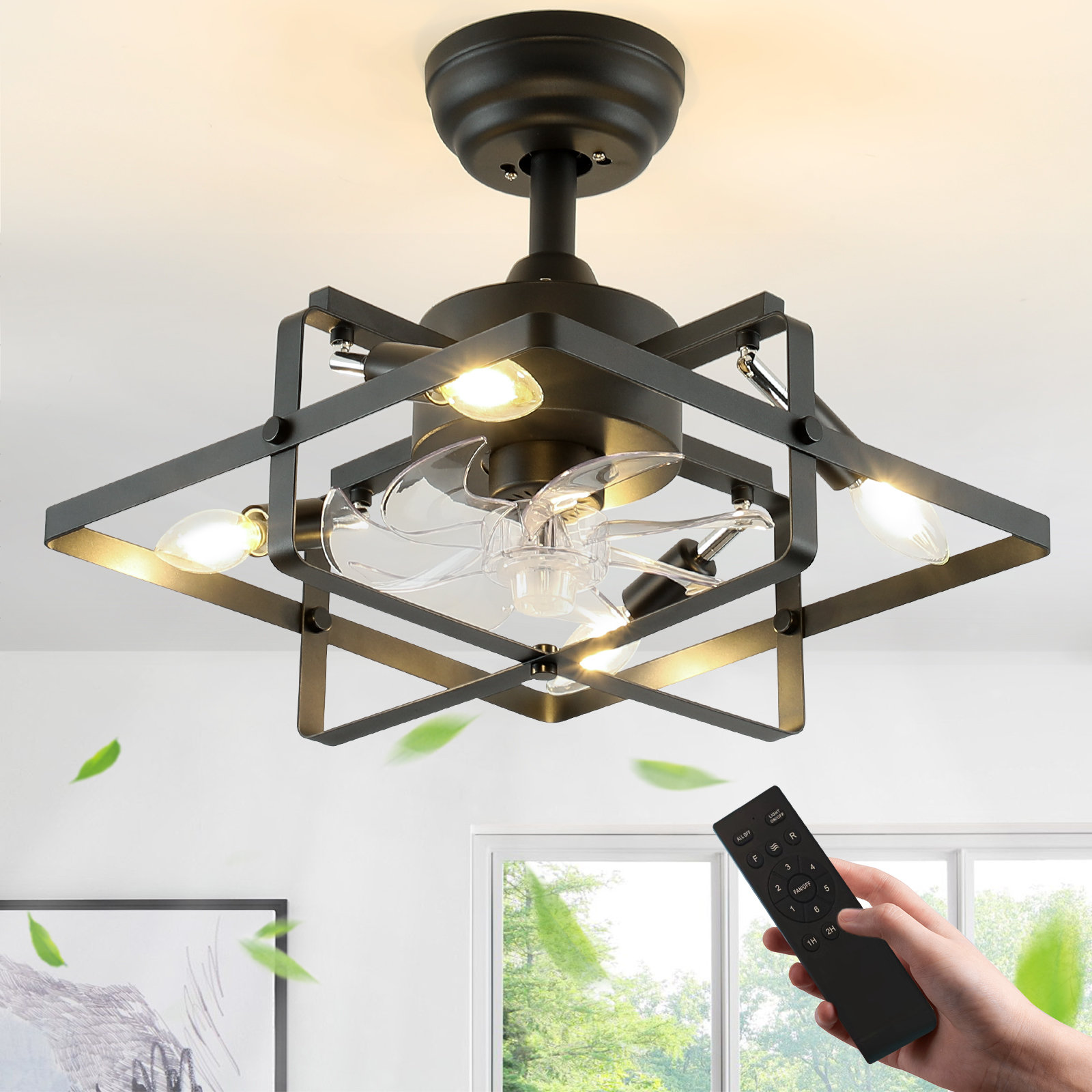 17 Stories 16" Modern Ceiling Fan with Dimmable Light, 3 Speeds ...