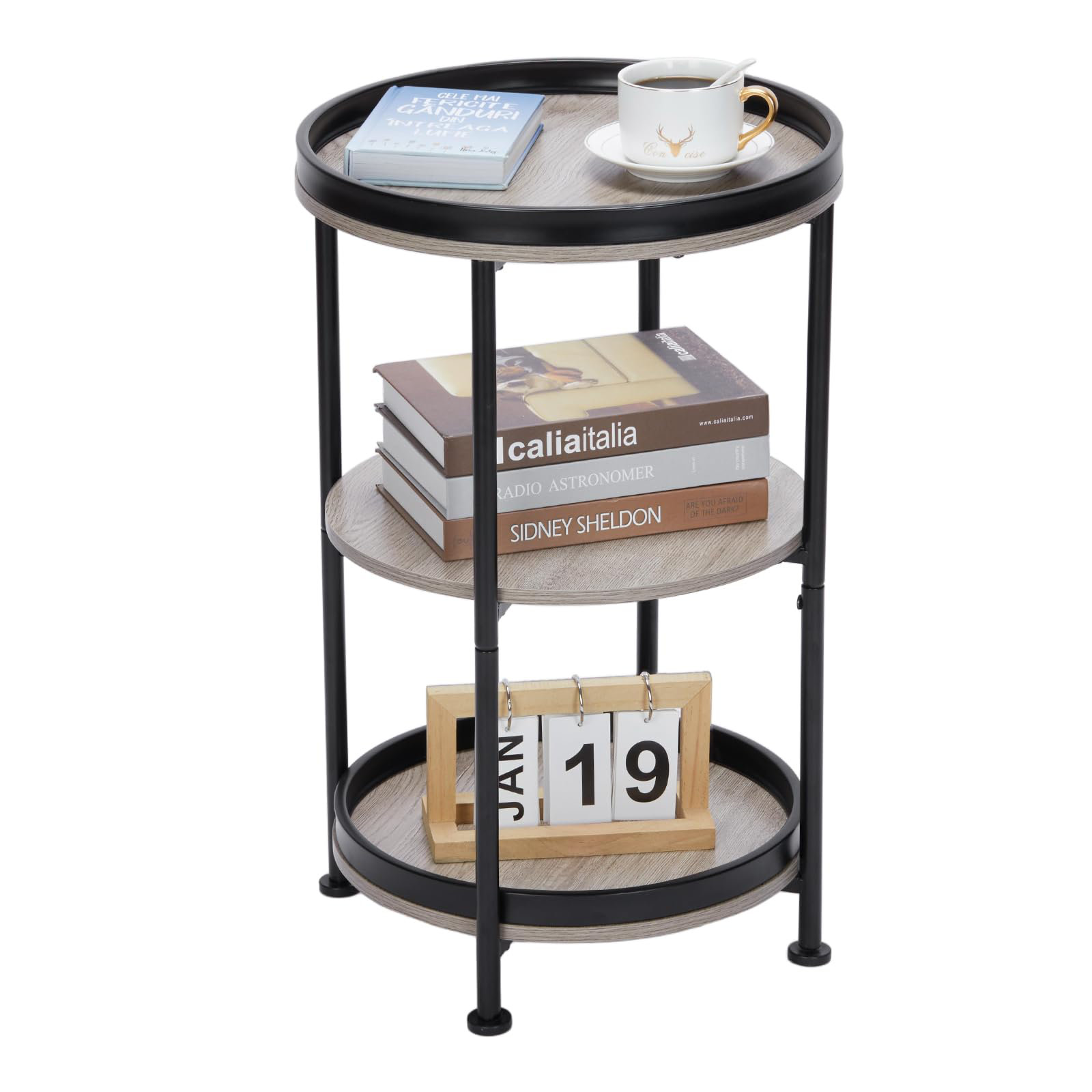 17 Stories 21.7''H Round End Table, Multi-Functional Side Table For ...