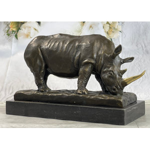 Millwood Pines Bronze Metal Rhinoceros Rhino Statue Sculpture Figure ...