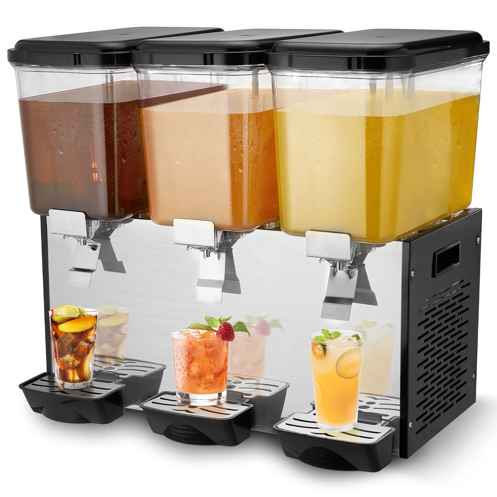 VEVOR Commercial Beverage Dispenser 18L x 3 Tanks Cold Juice Ice Drink ...