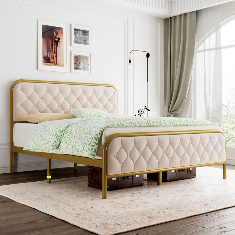 Halence Upholstered Metal Panel Bed & Reviews | Wayfair
