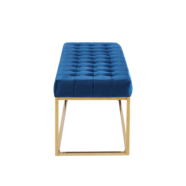 Mercer41 Greydi Tufted Velvet Bench with Gold Chrome Legs | Wayfair