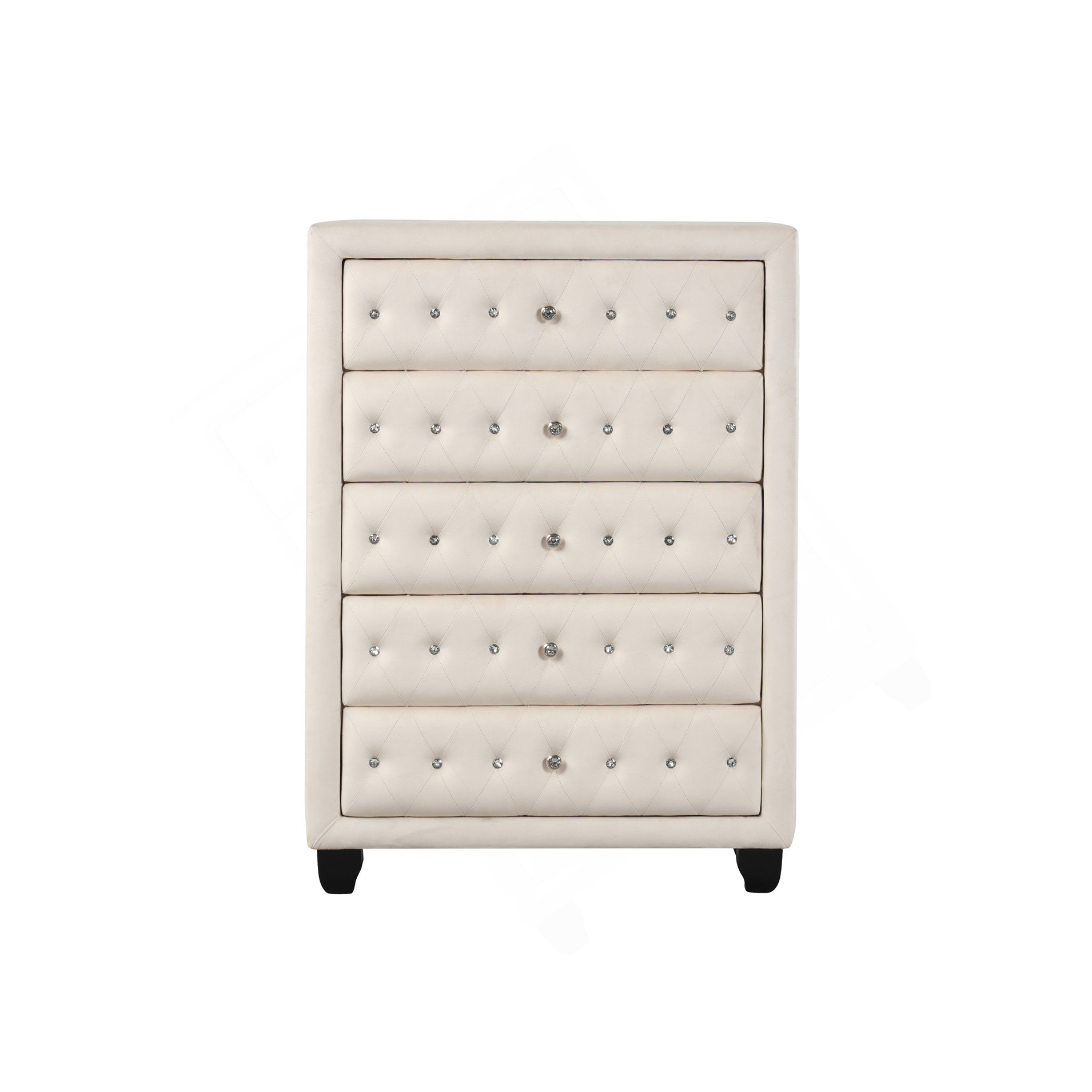 Everly Quinn Sophia Modern Style Crystal Tufted Upholstery 5-Drawer ...