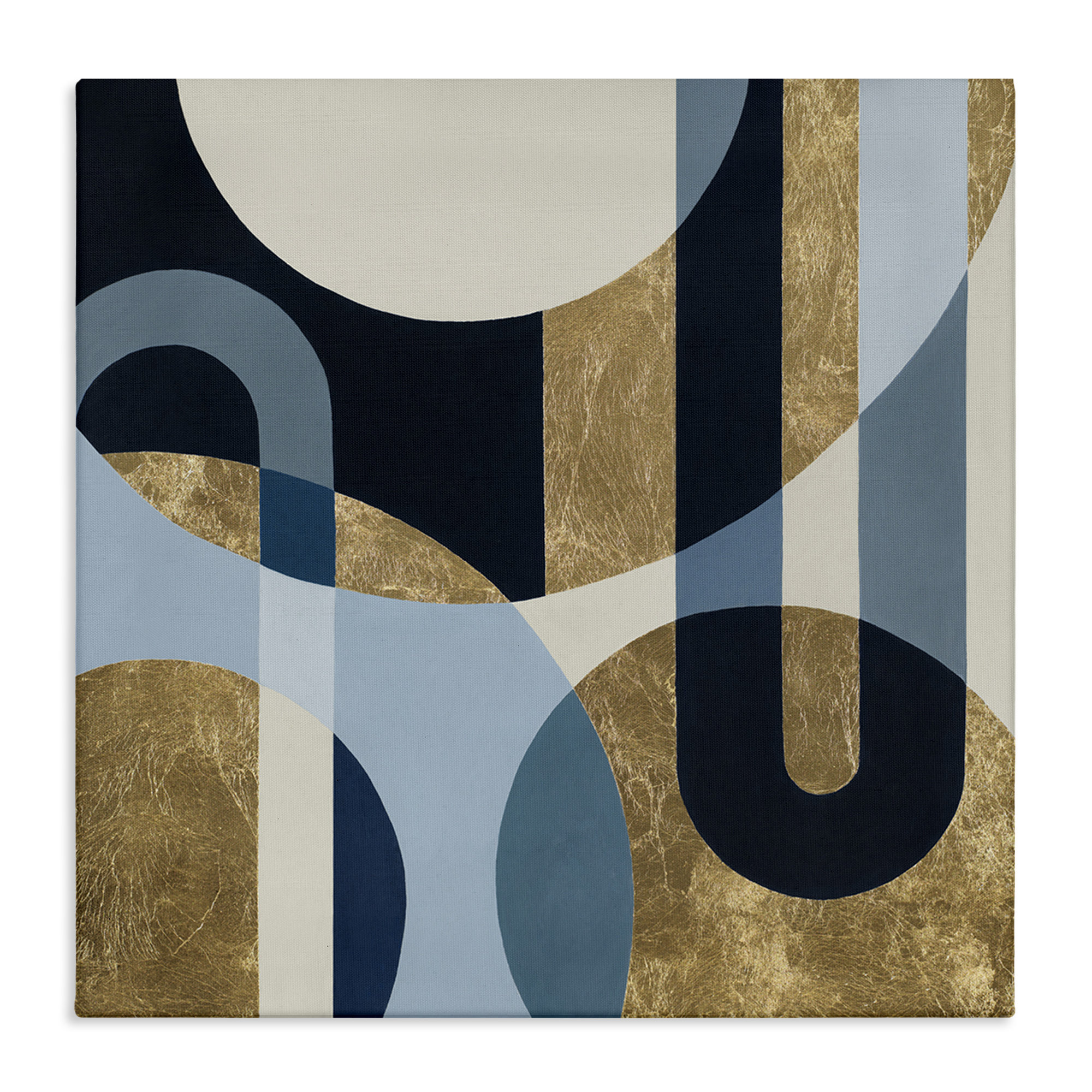 Ivy Bronx Gold & Blue Circular Shapes Floater Canvas Wall Art by Hanna ...
