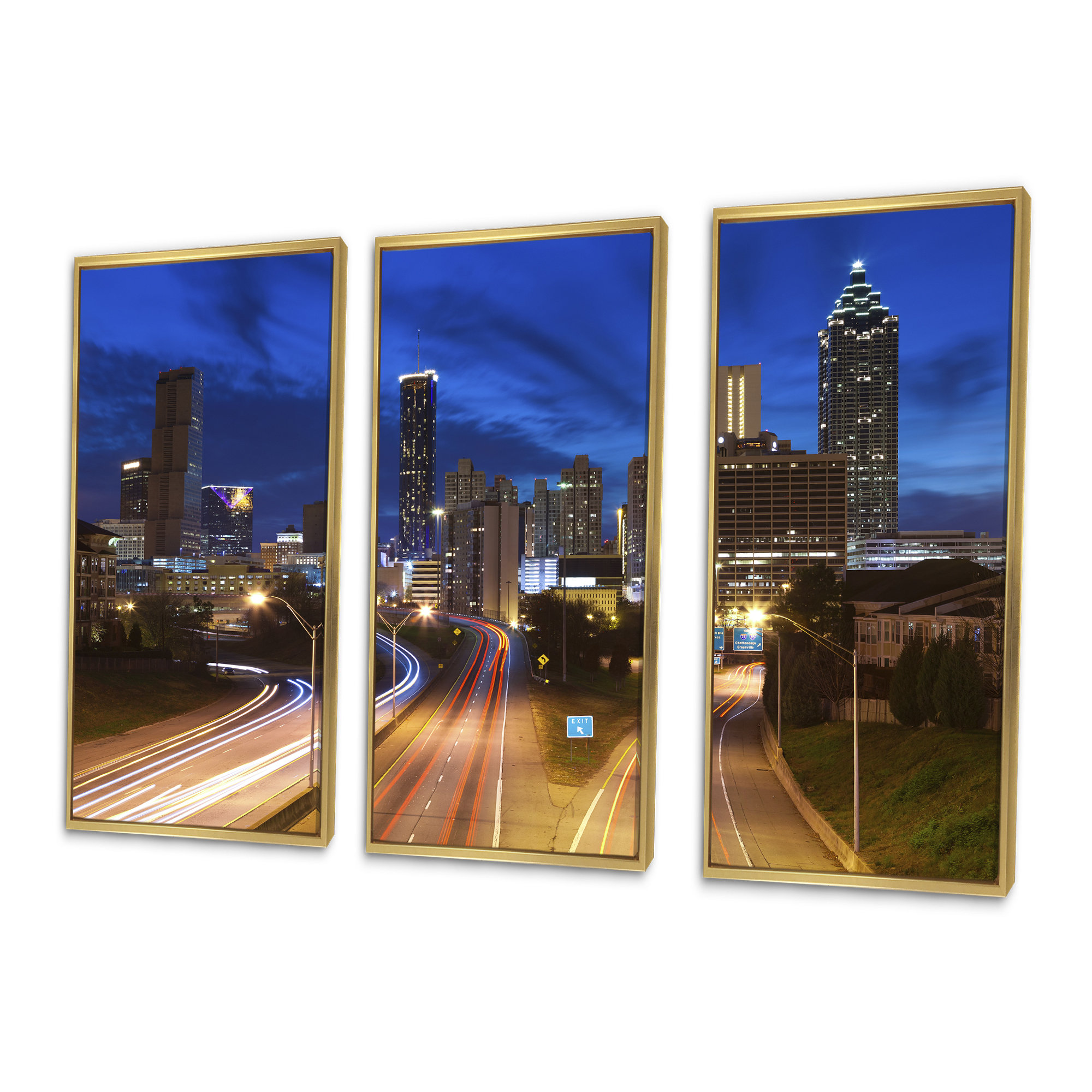 Latitude Run® Atlanta Skyline Twilight Blue Hour - Cityscape Framed ...