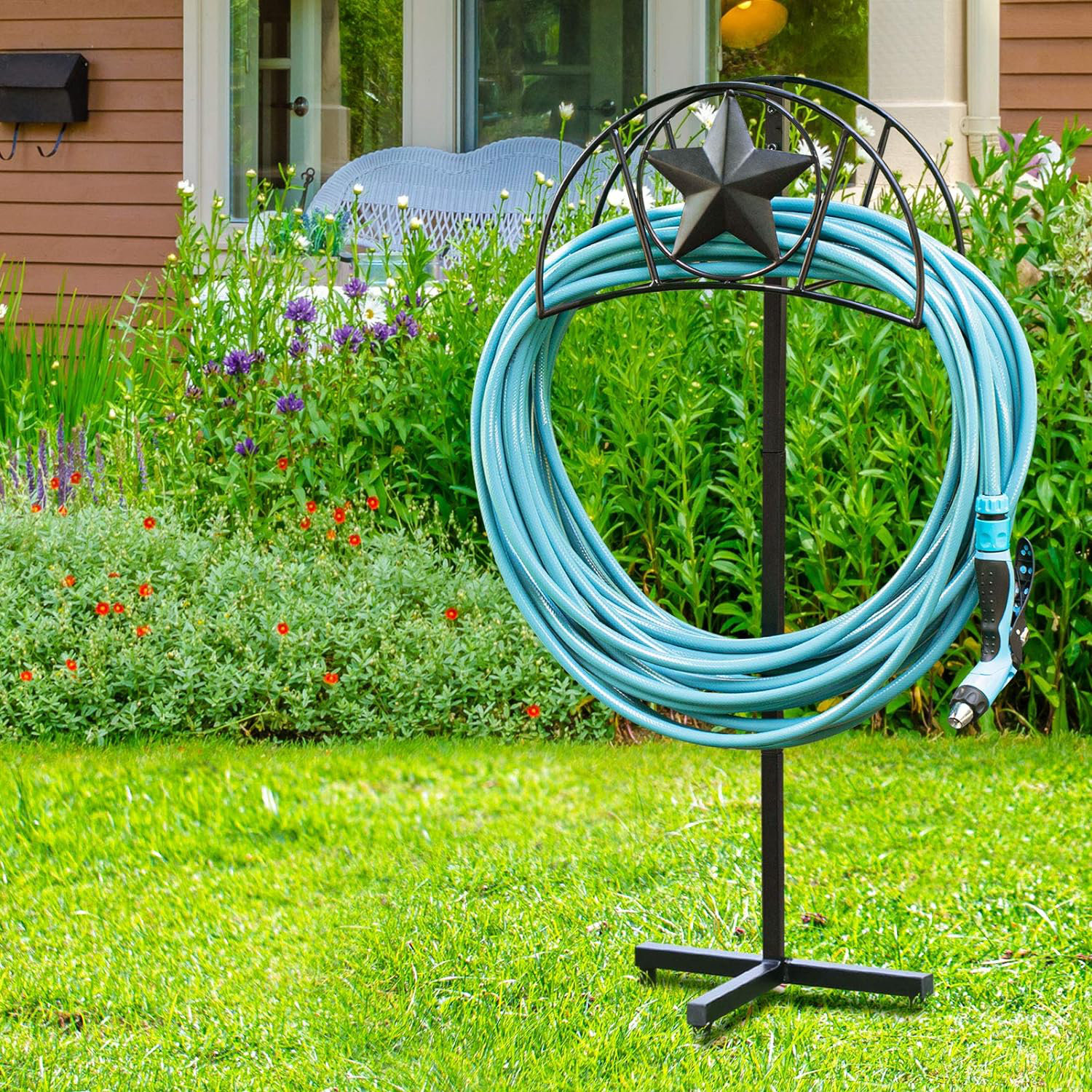Amagabeli Garden Hose Holder for Outside Hanger Stand Freestanding ...