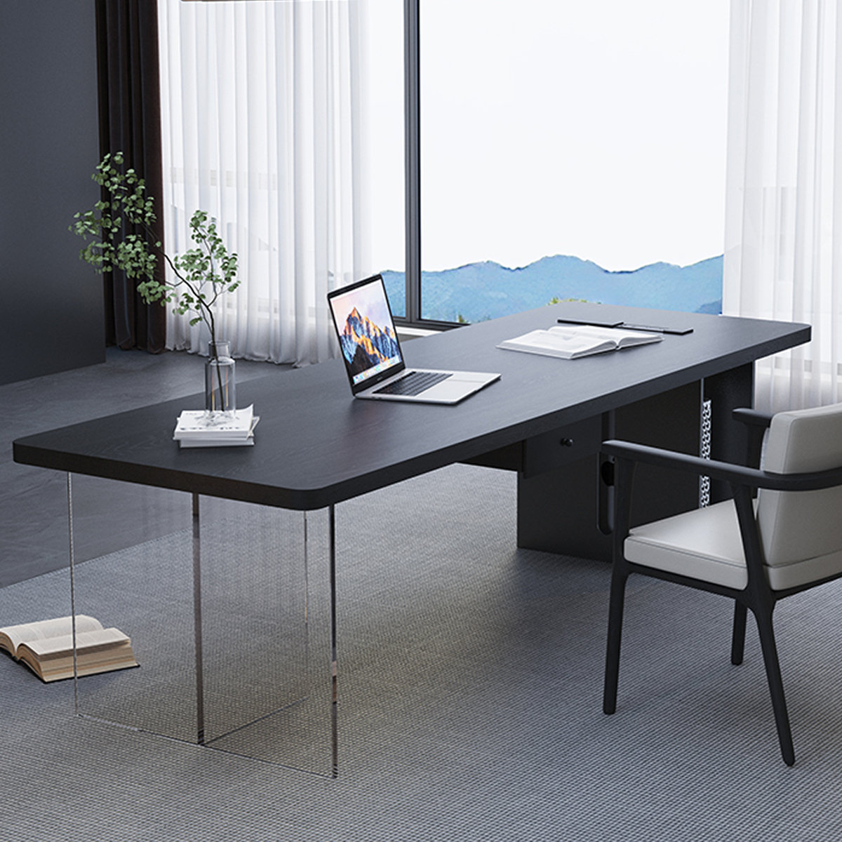 Wren Decors Black Rectangular Solid Wood With 1 Drawers Desks | Wayfair