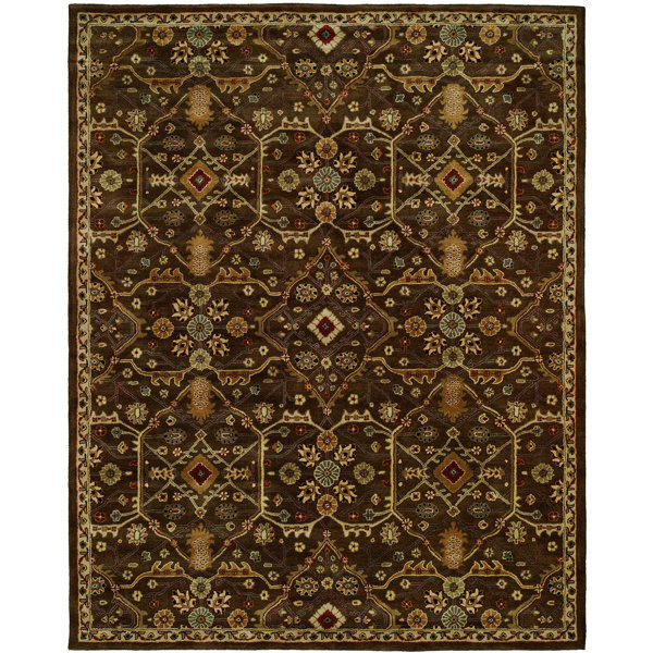 Meridian Rugmakers Oriental Handmade Tufted Wool Brown Area Rug ...