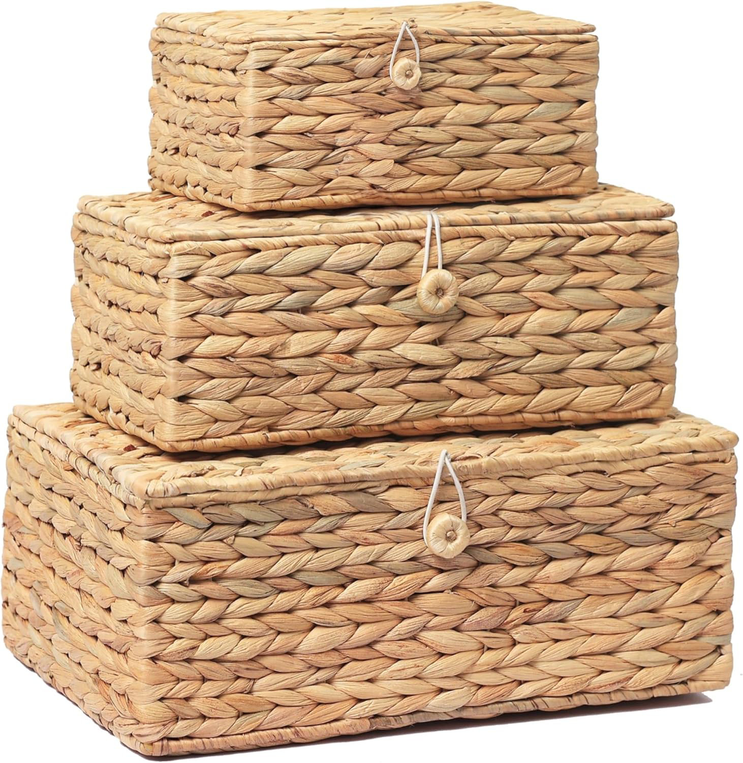 Rosecliff Heights Set Of 3 Wicker Storage Baskets With Lid | Wayfair