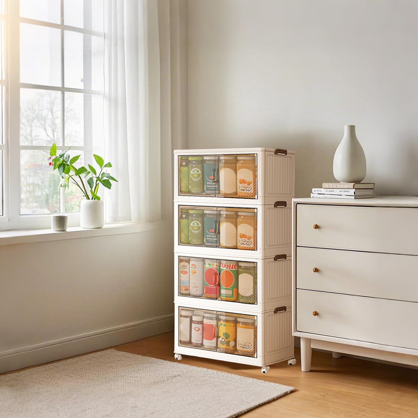 Rebrilliant 4 Tier Stackable Plastic Storage Boxes, Plastic Storage ...