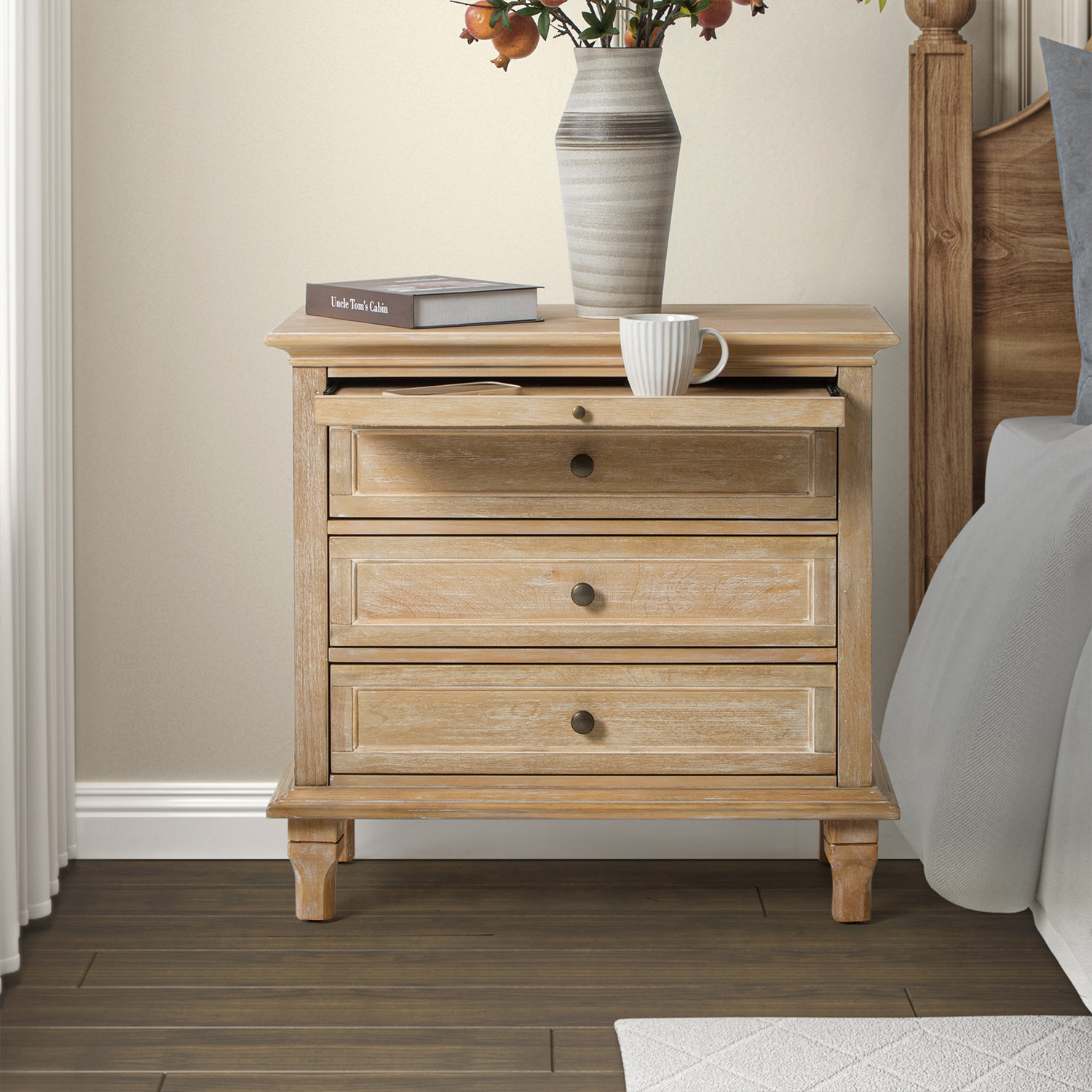 Lark Manor™ Arthelia Traditional 3-Drawers Nightstand with Built-in ...