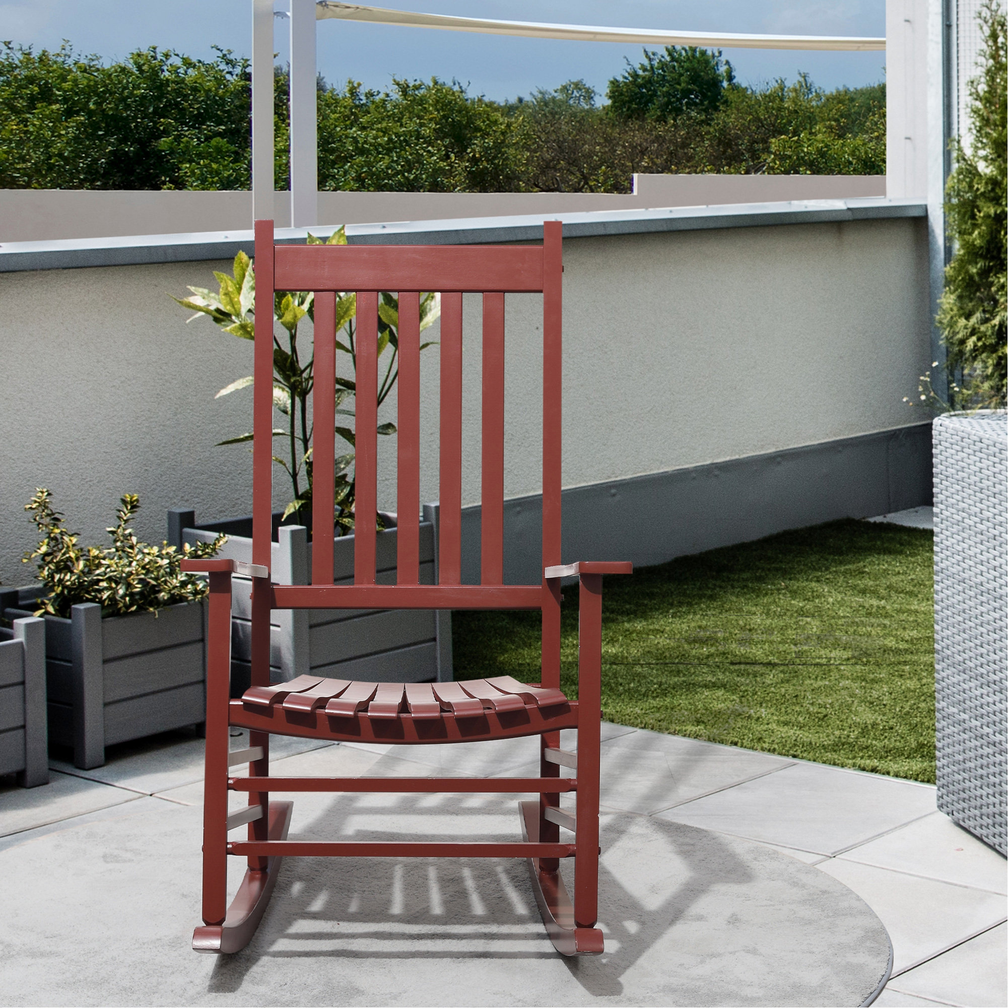 Ophelia & Co. Outdoor Rocking Chair, Patio Wooden Rocking Chair With ...