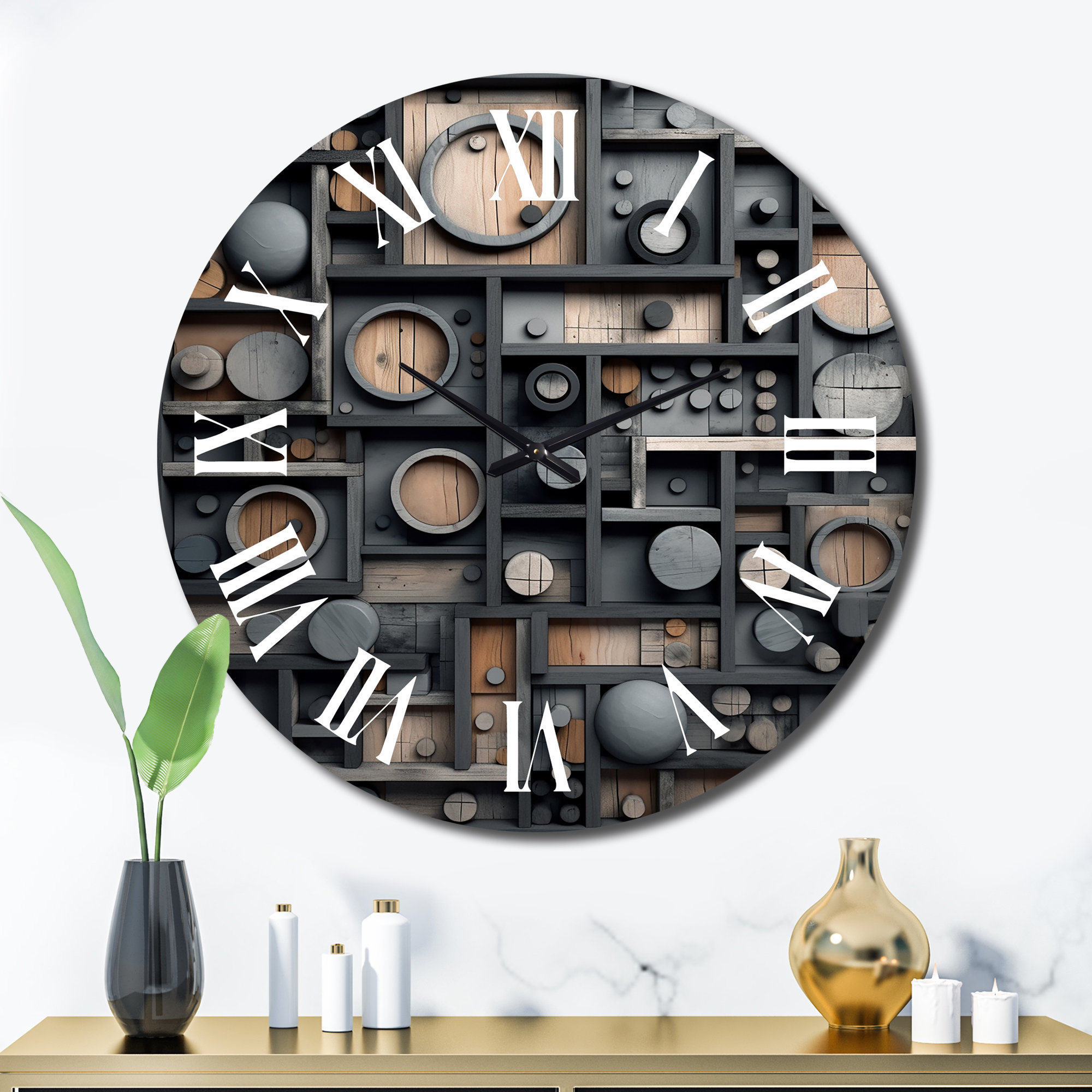 Ebern Designs Cubic Geometric Dreams I - Cubism Wall Clock | Wayfair