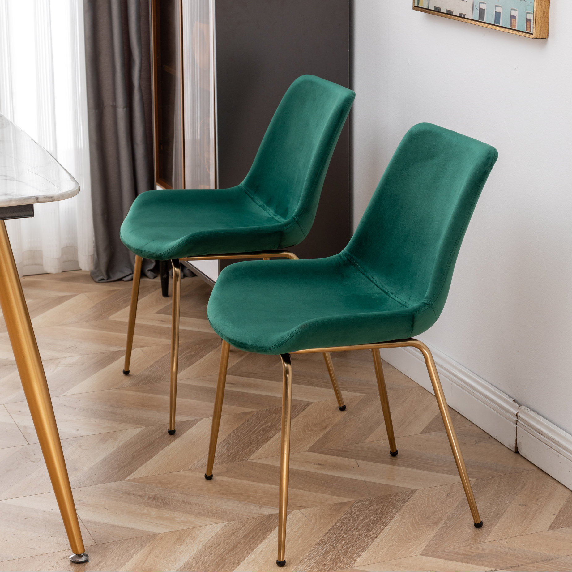 Latitude Run® 2Pcs Modern Gold Velvet Dining Chair - Versatile ...