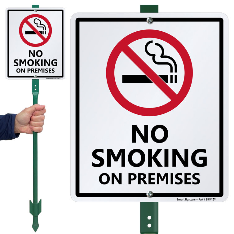 SmartSign No Smoking on Premises Sign and Stake Kit | Wayfair