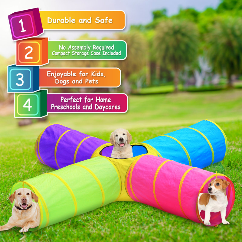 Hide N Side 8' x 8' Indoor/Outdoor Polyester Pop-Up Play Tunnel with ...