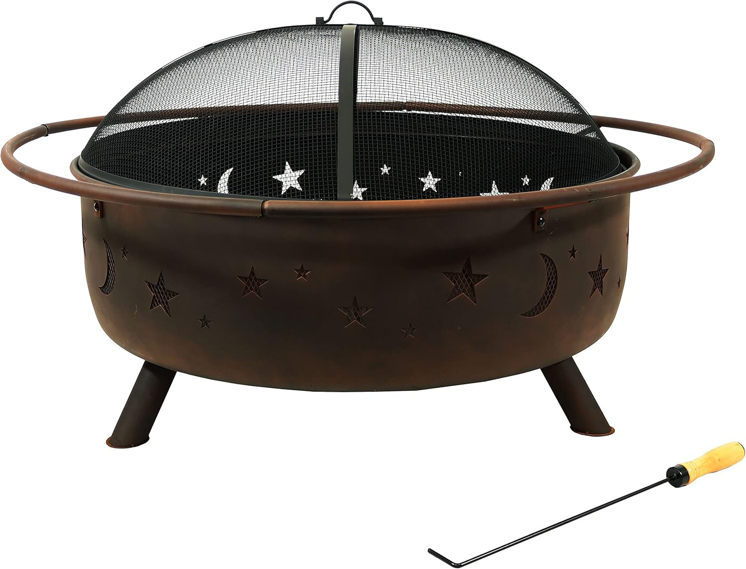 ENDOSTO Cosmic 42-Inch Wood-Burning Steel Fire Pit with Round Spark ...