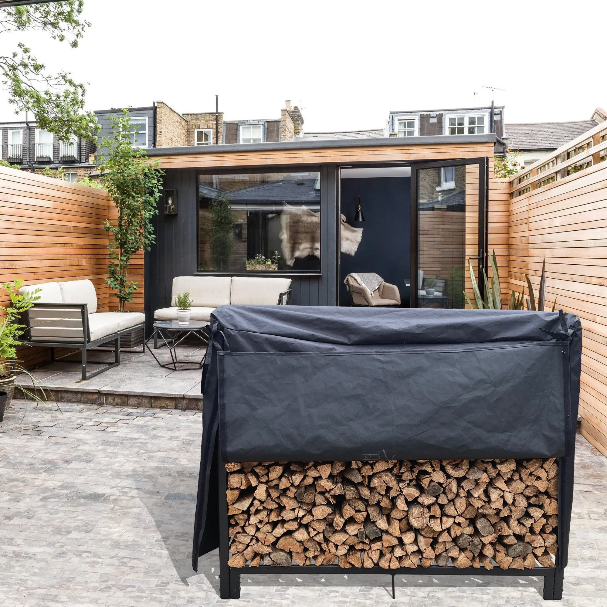 Arlmont & Co. Firewood Heavy Duty Log Rack, Metal Pile Storage Stacker ...