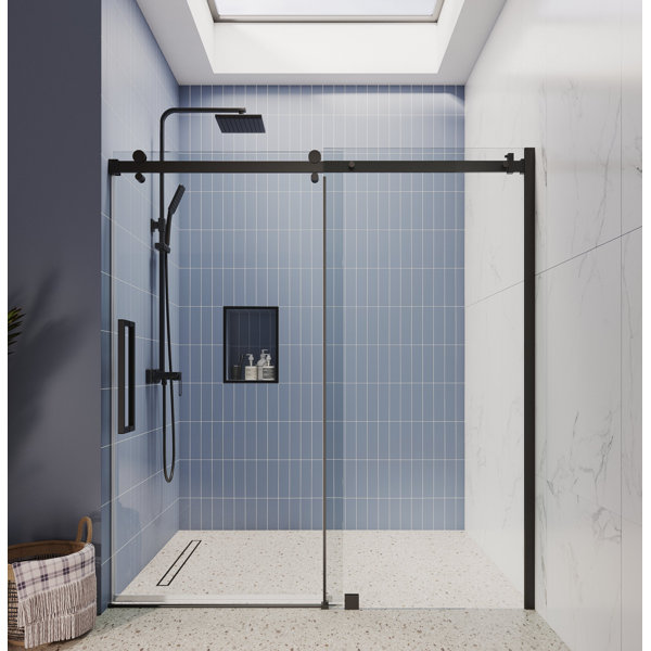 Glass Avenue 62" - 66'' W x 75'' H Frameless Single Sliding Shower Door ...