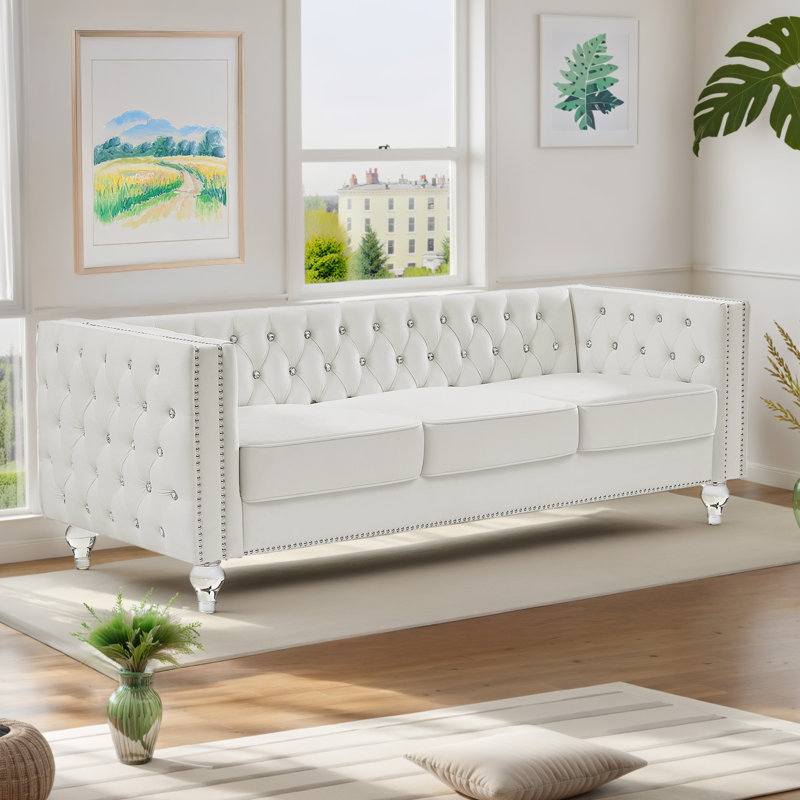 House of Hampton® Anastasaos 83.07" Tufted Upholstered Sofa with ...